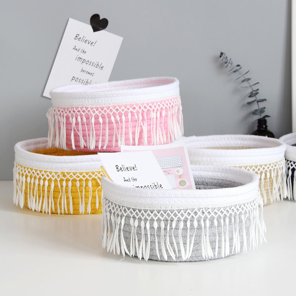 TABLZONE 1Pc Nordic Style Cotton Yellow Storage Basket Sundry ...