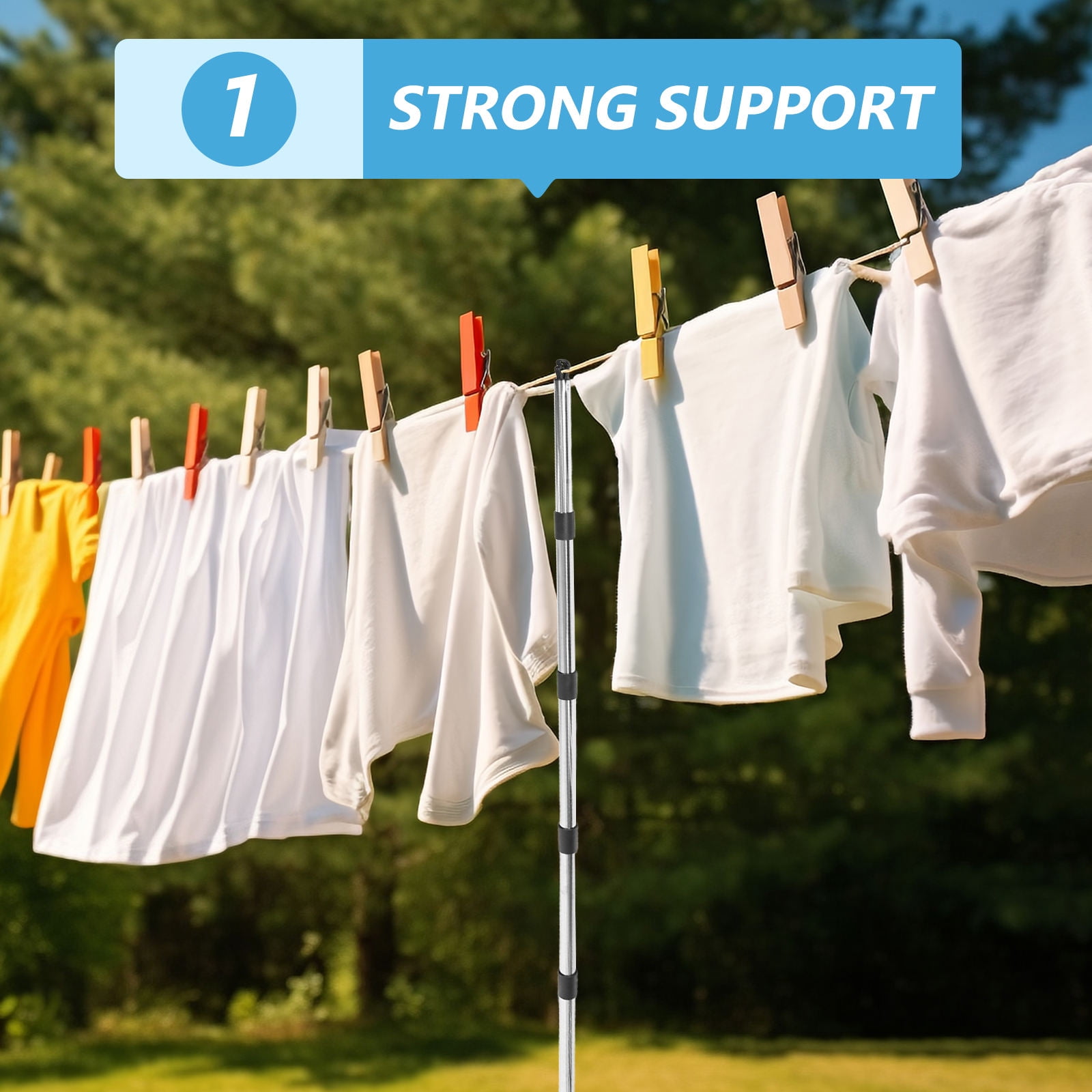 TABLZONE 1Set Heavy Duty Clothesline Set with Adjustable Telescopic ...