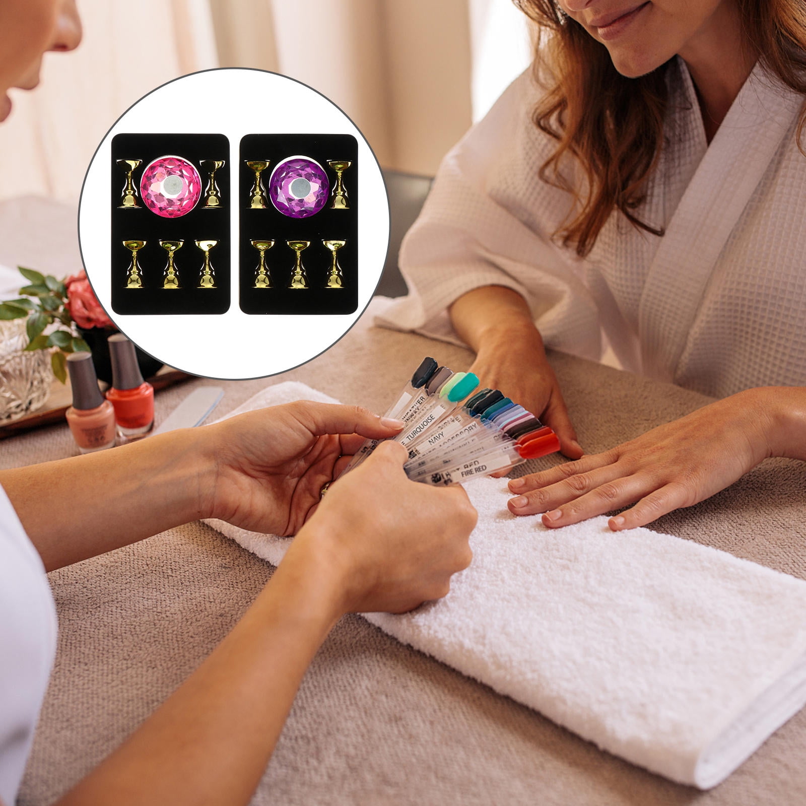 TABLZONE 2 Sets Nail Practice Stand Base Nail Photo Display Plate ...