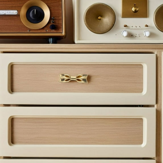 TABLZONE Golden Brass Bow Drawer Handles for Cabinet Furniture Pulls ...