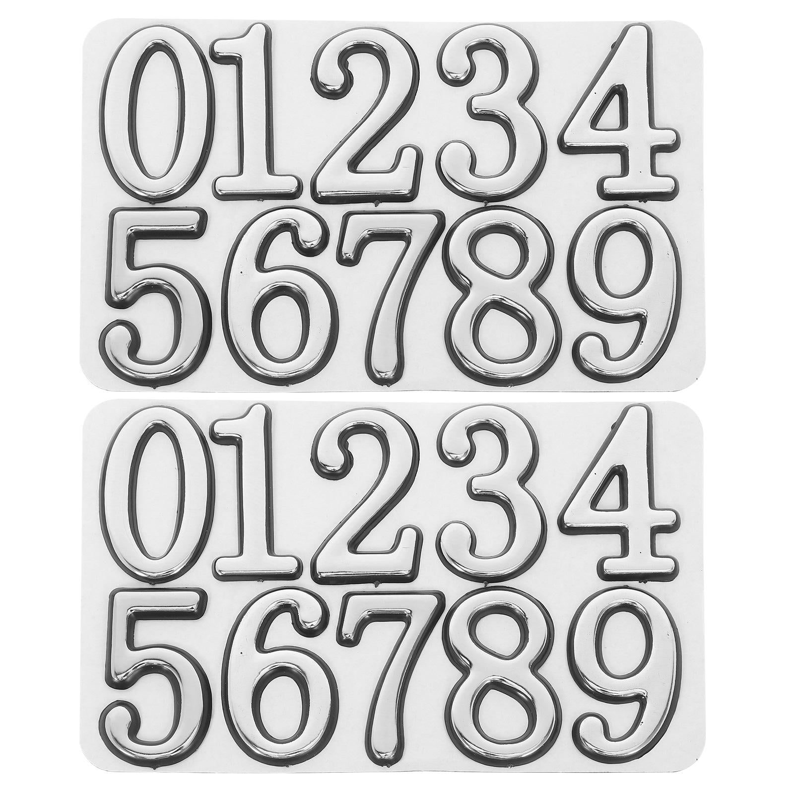 TABLZONE 2 Sets Self Adhesive House Numbers Silver Plastic Weather ...