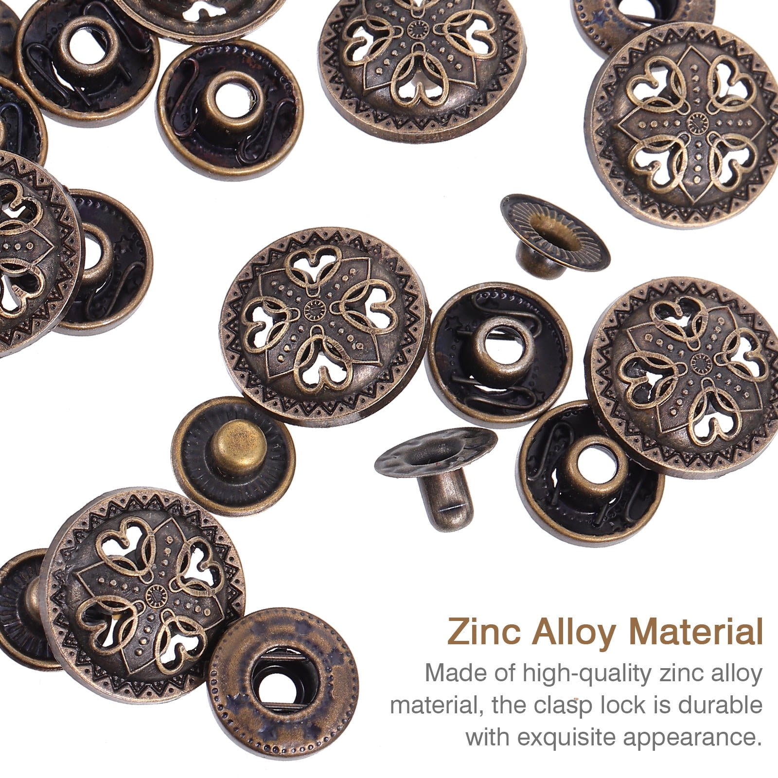 TABLZONE Dark Brown Bronze Snaps Zinc Alloy Fasteners Clasp Button for ...