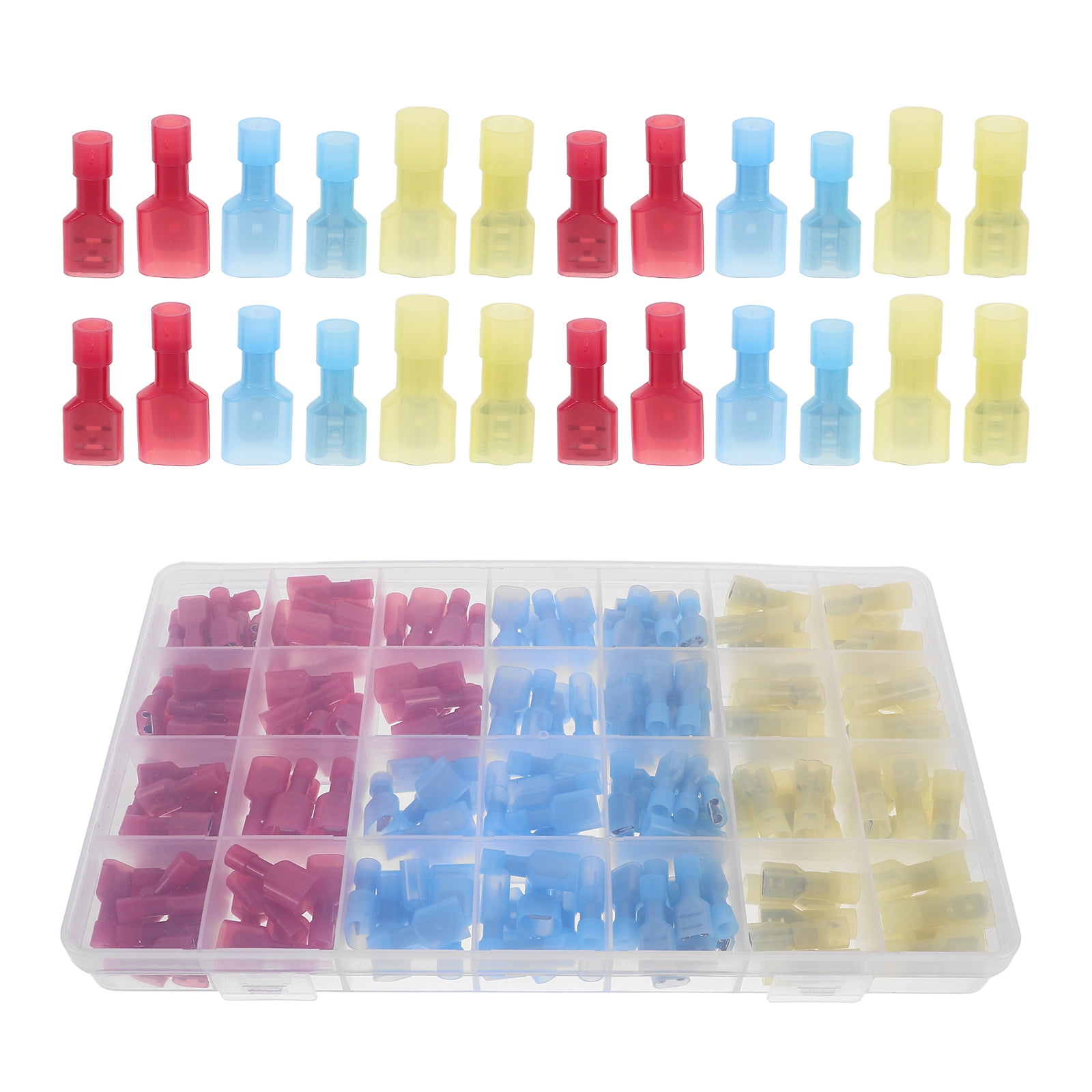 TABLZONE 200Pcs Durable Insulated Nylon Spade Terminal Kit for Electrical Wire Connections and ...