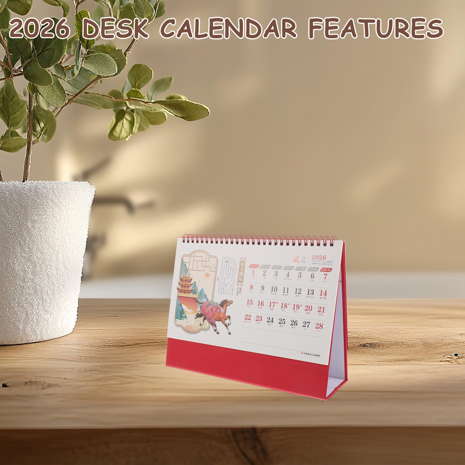 TABLZONE Daily Scheduler Standing Calendar Red Paper 1Set - Walmart.com