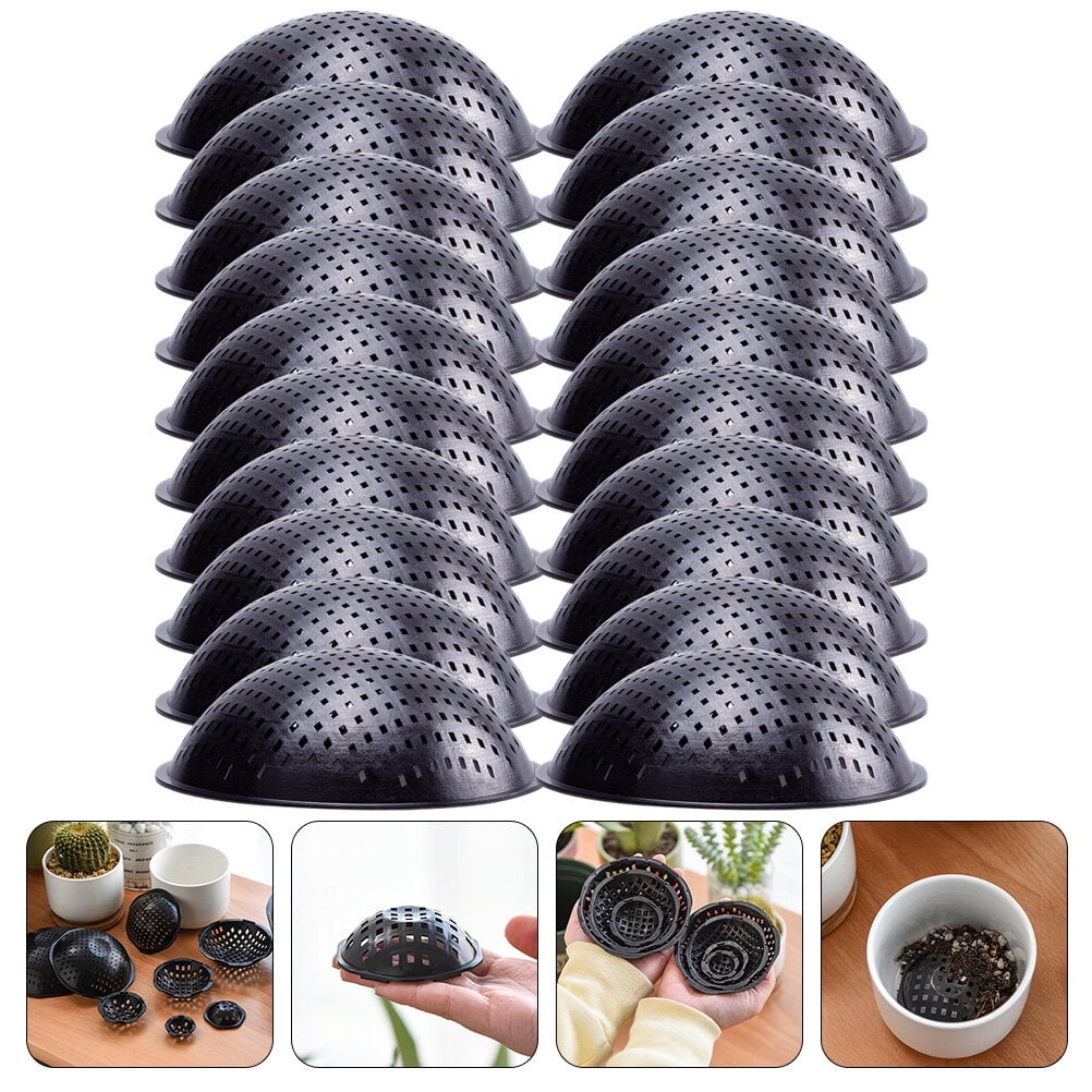 TABLZONE 20Pcs Flower Pot Hole Mesh Pads Black Plastic Breathable ...