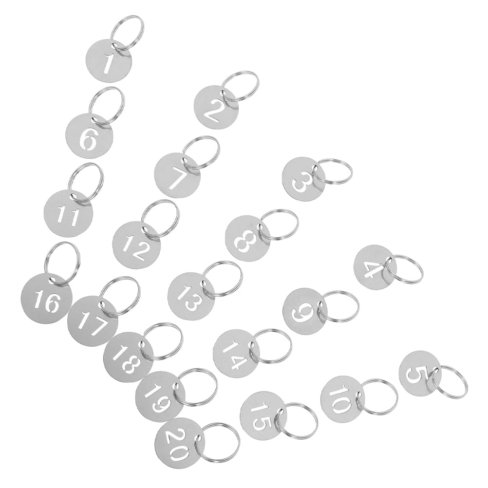 TABLZONE 20Pcs Metal Number Label Stainless Steel Key Identifiers ...