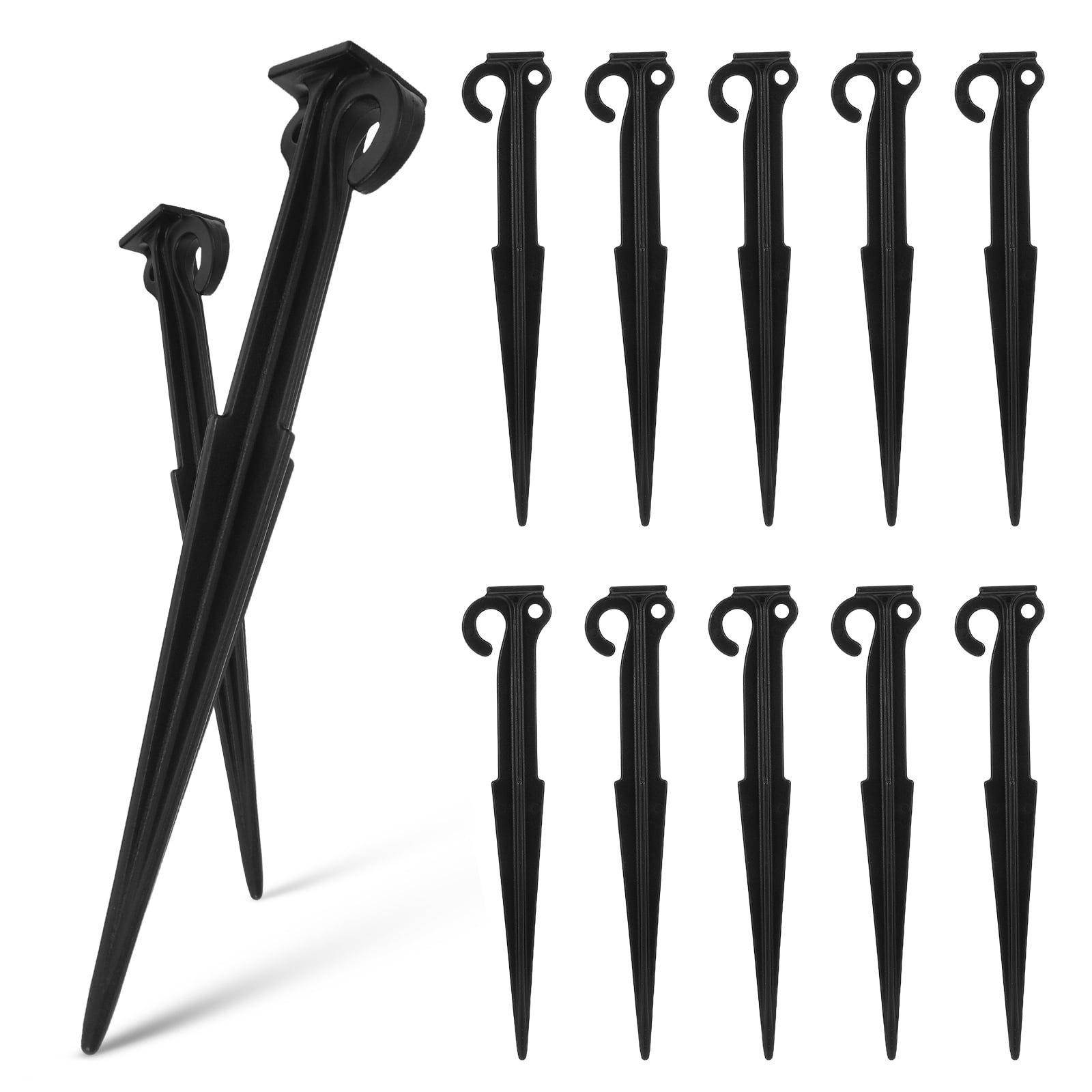 TABLZONE Tent Stakes Kit Plastic Step Stakes Black 20pcs - Walmart.com