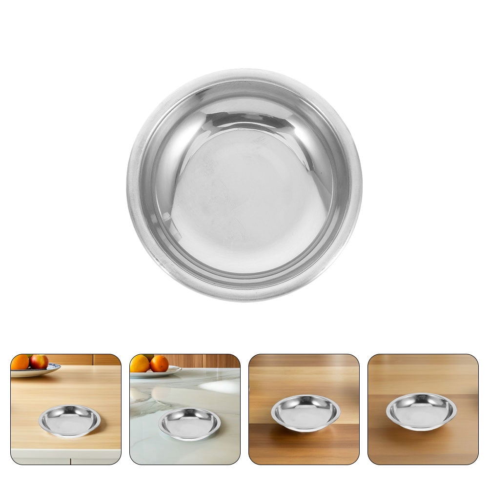 TABLZONE 20pcs Stainless Steel Round Seasoning Plates Elegant Design ...