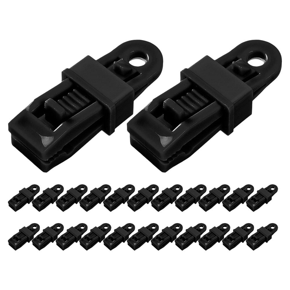 TABLZONE Tent Windproof Clip Outdoor Tarp Accessories Black 24Pcs ...