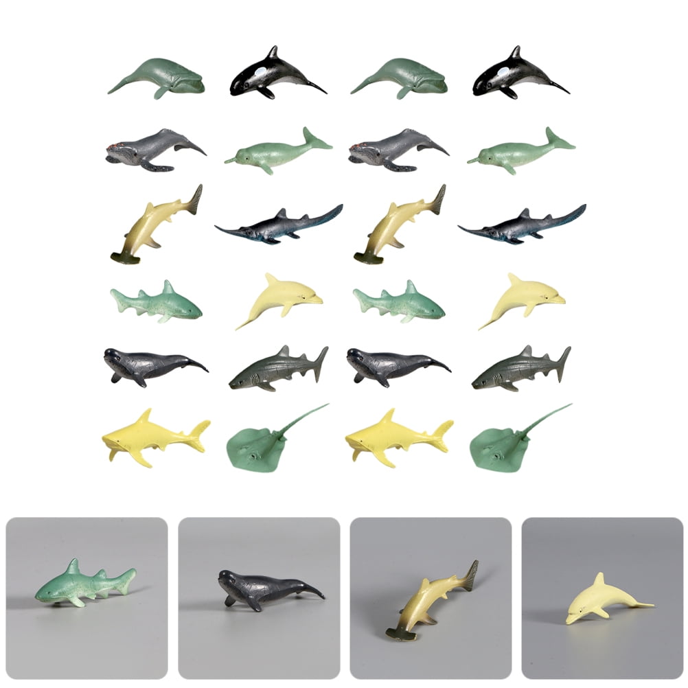 TABLZONE 24Pcs Simulation Marine Animals Models Assorted Color PVC ...
