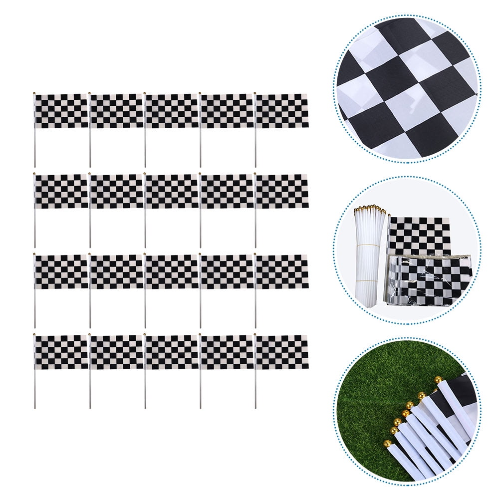 TABLZONE 25pcs Checkered Desk Flag Set Multi Polyester Racing Party ...