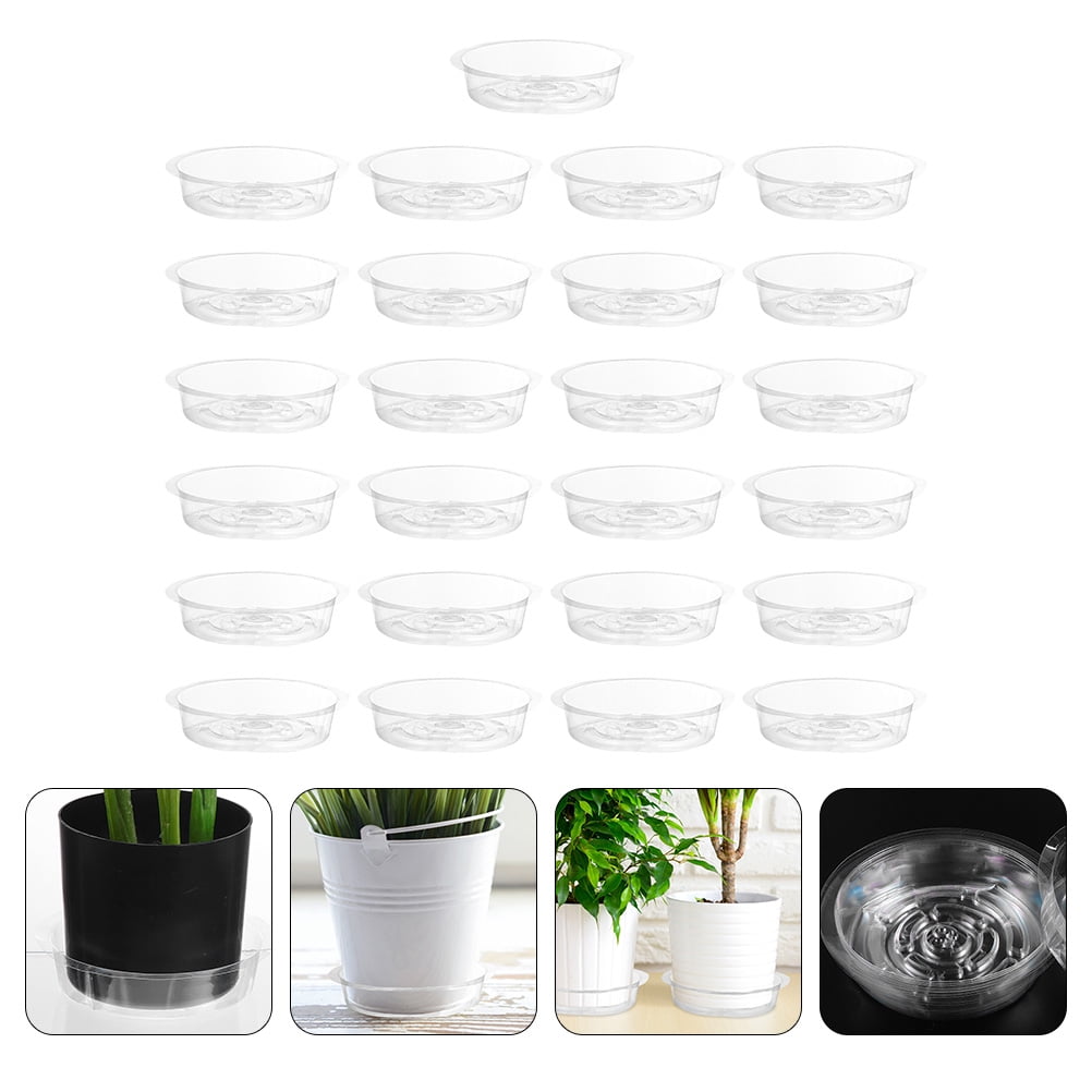 TABLZONE 25pcs Pot Trays Transparent Plastic Soil Containment Outdoor ...