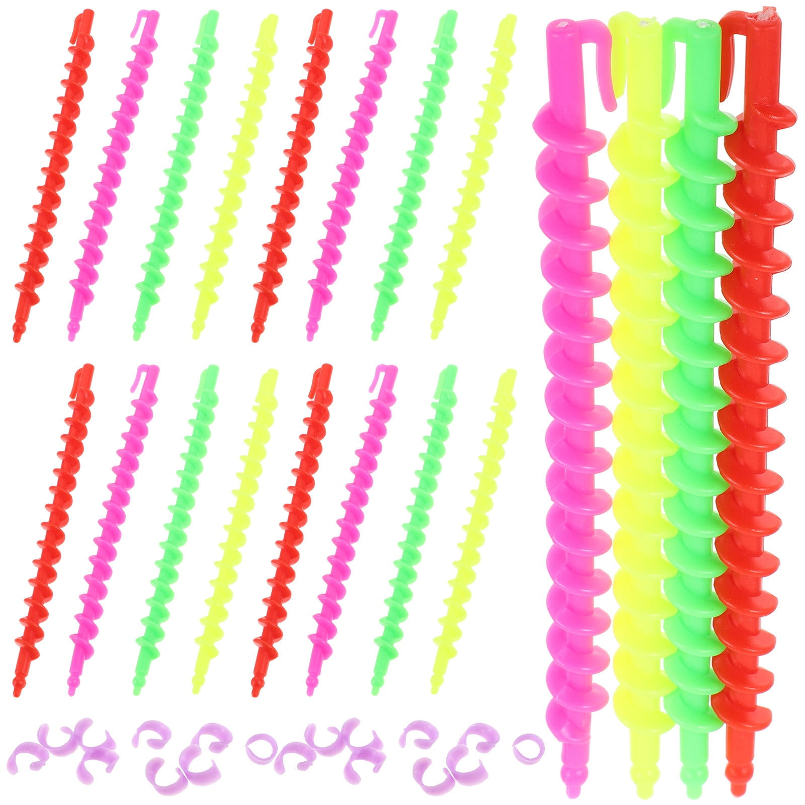 TABLZONE 26Pcs No Heat Spiral Hair Curlers Assorted Colors Easy to Use ...