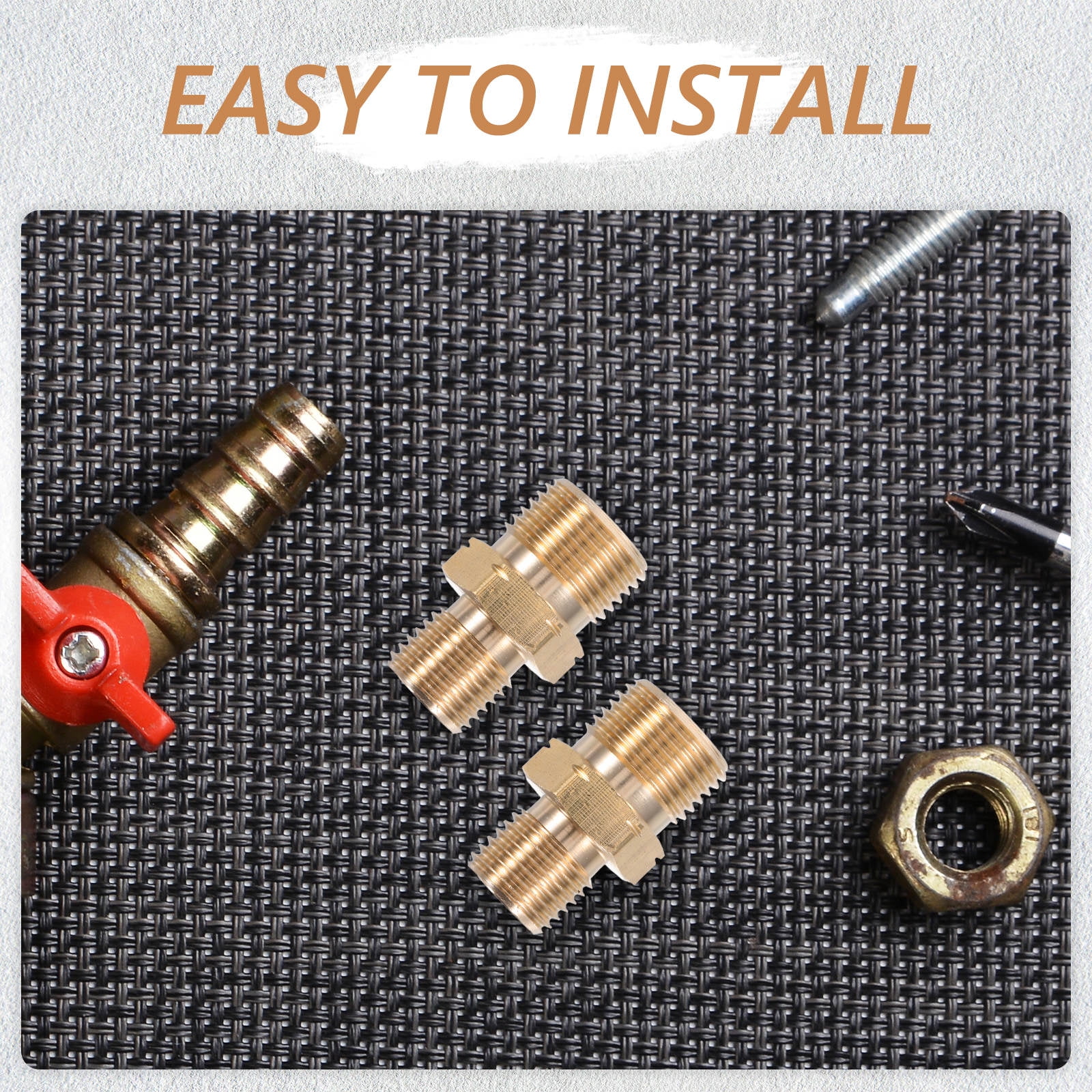 TABLZONE Pipe Fitting Adapter Connector Golden Brass 2Pcs - Walmart.com