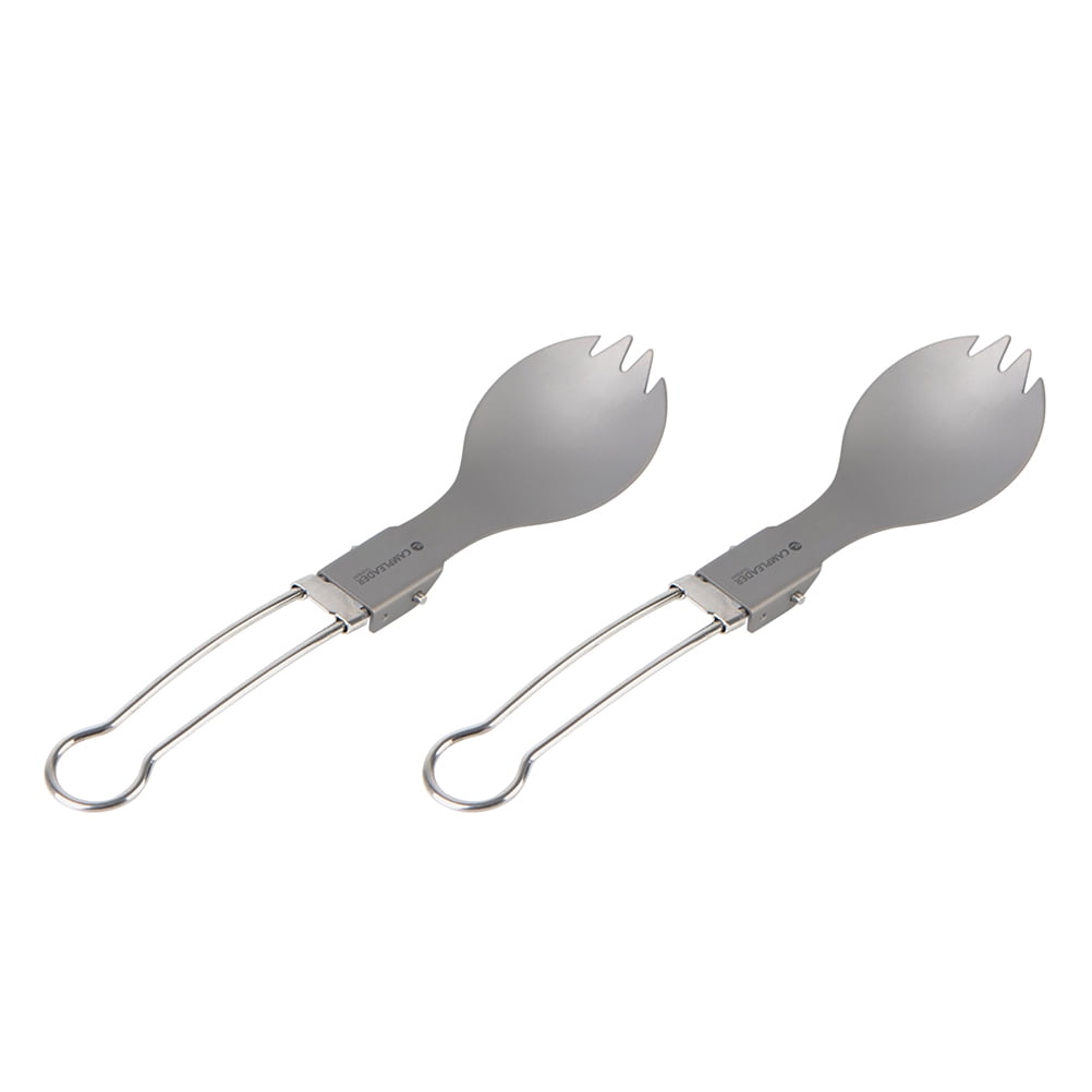 TABLZONE Titanium Dual Spoon Fork Set Lightweight Compact Camping ...