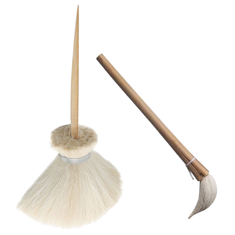 TABLZONE 2Pcs Assorted Color Pottery Painting Brush Set Wood Handle ...