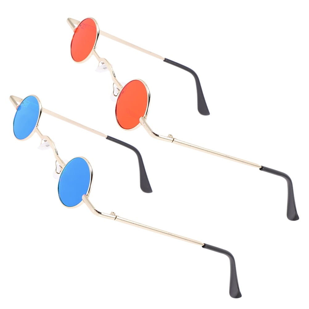 TABLZONE 2Pcs Circle Sunglasses Assorted Color Metal Frame with ...