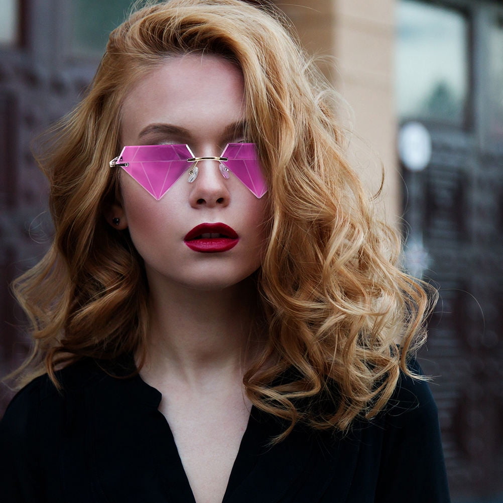 TABLZONE 2Pcs Novelty Glasses Rimless Eyewear Assorted Color Curved ...