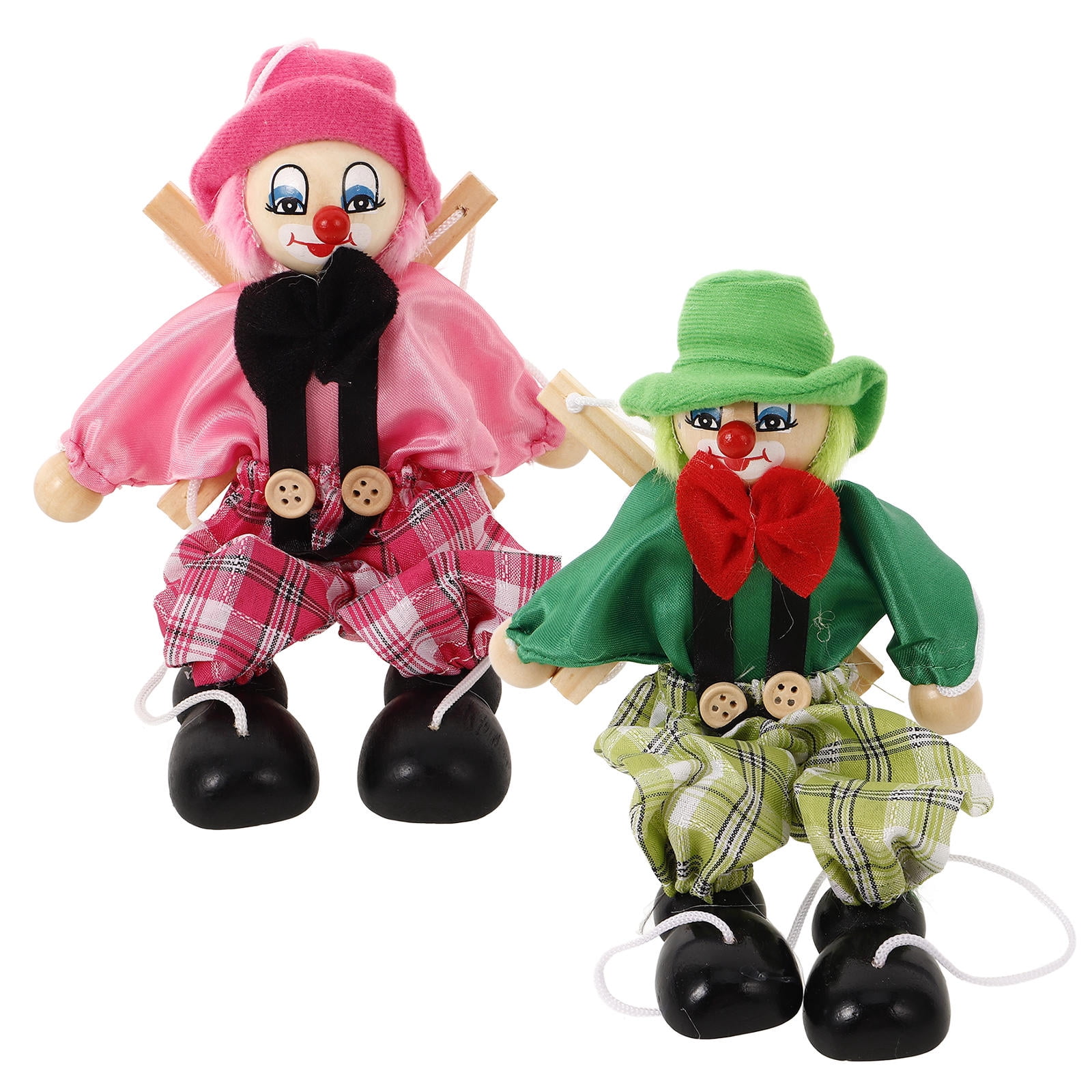 TABLZONE Wooden Marionette Puppets Set of 2 Assorted Colors Handcrafted ...