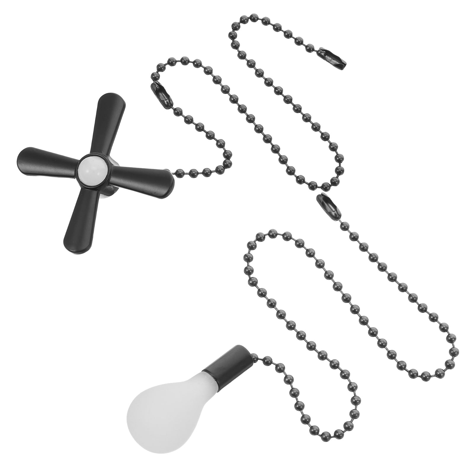 TABLZONE 2Sets Fan Pull Chain Extension Metal Black Easy Install ...
