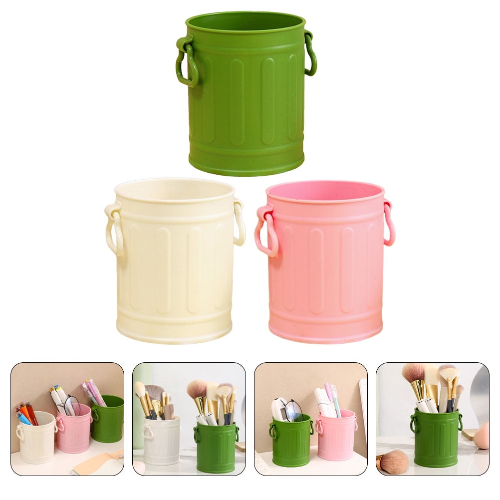 TABLZONE 3 Pcs Makeup Brush Pot PP Plastic Assorted Color for Users of ...
