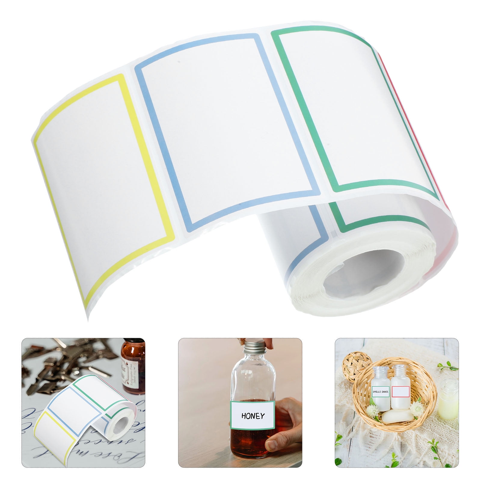 TABLZONE 300Pcs Paper Labels for Name Tags Multi-colored Border ...
