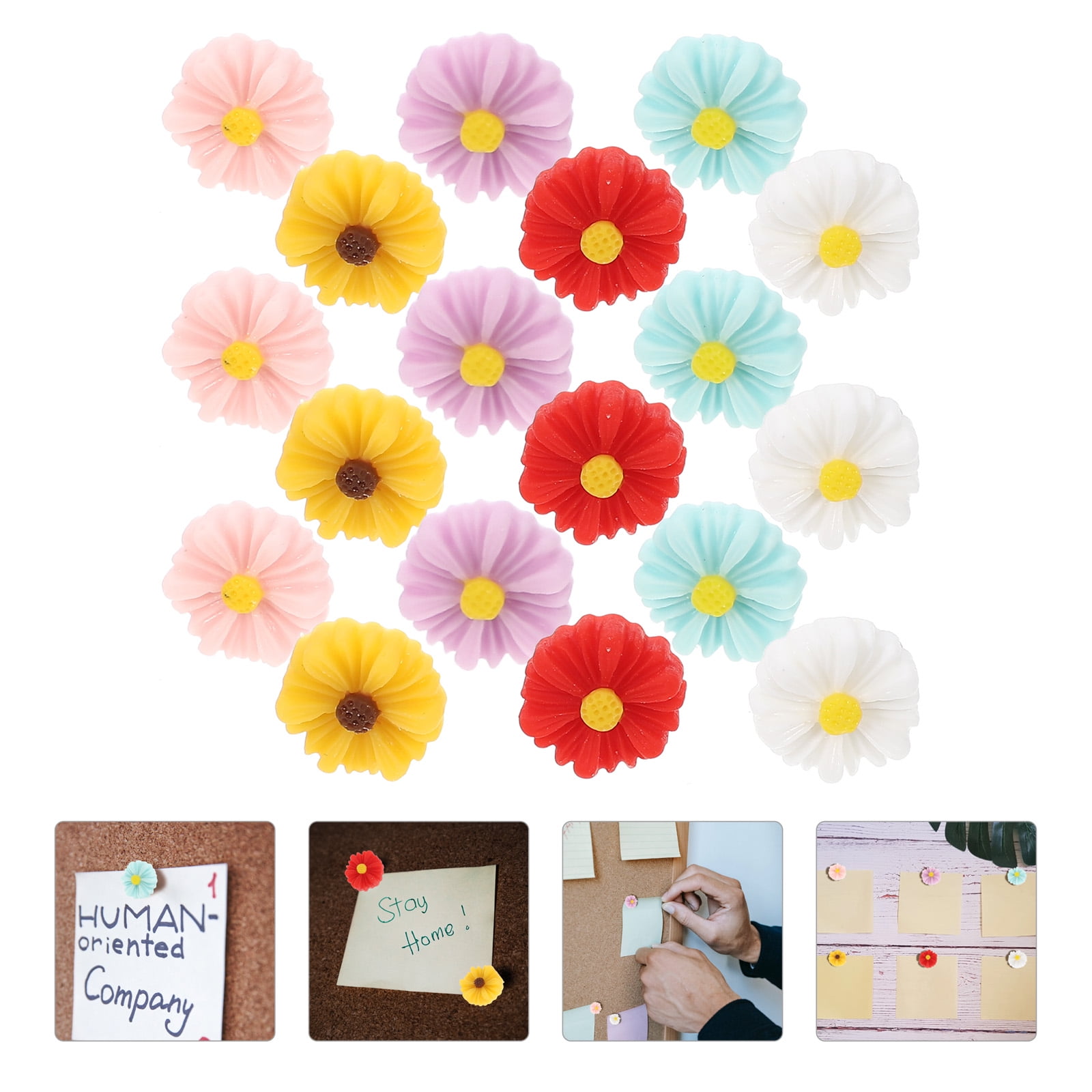 TABLZONE 30Pcs Reusable Flower Shaped Pushpins with for Home Use ...
