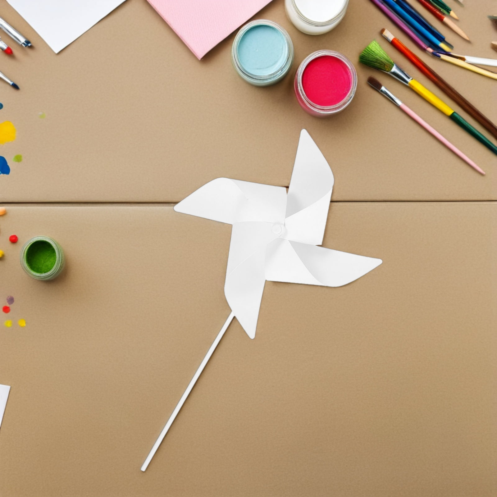 TABLZONE 30Pcs DIY Paper Pinwheel Kit Blank White Windmills for ...