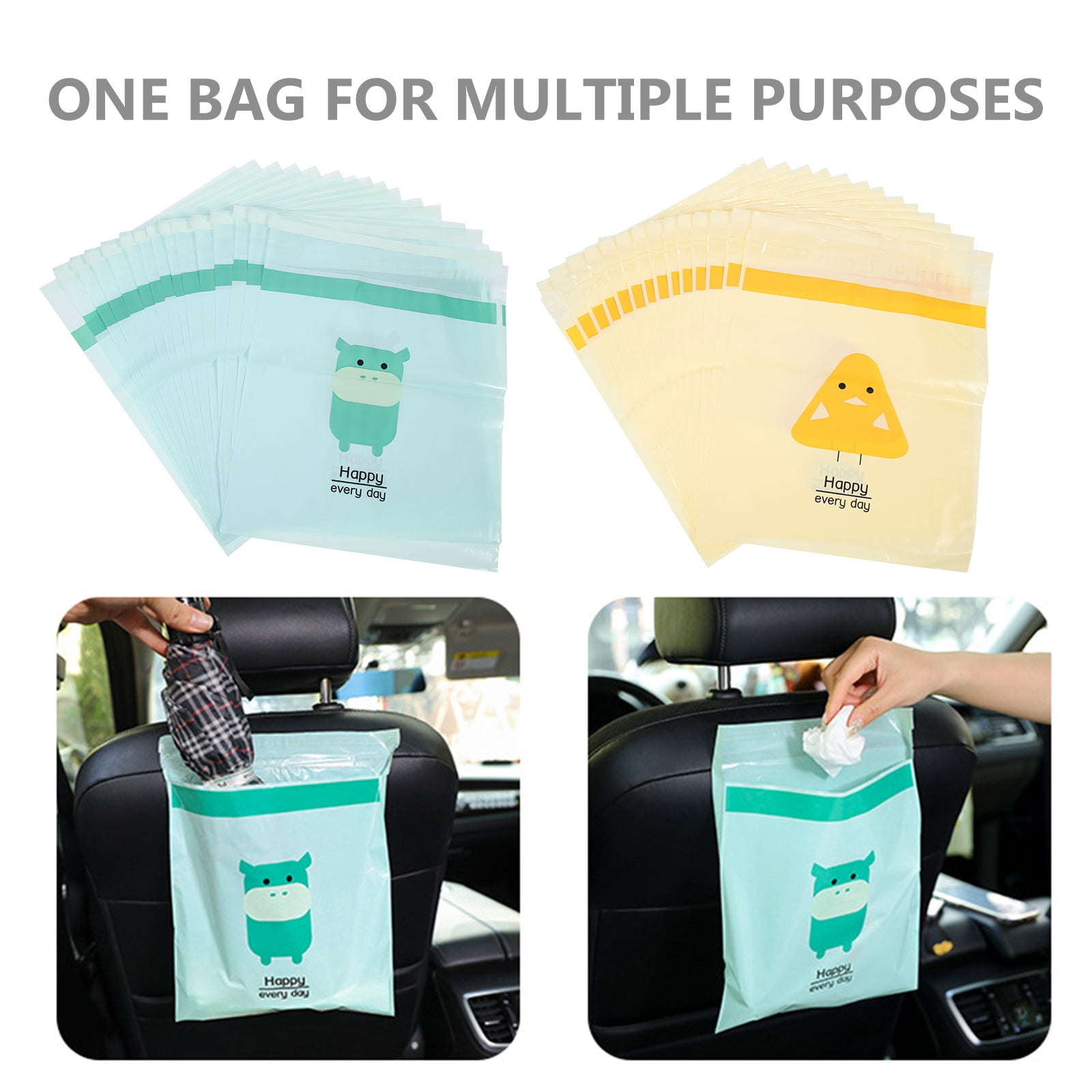 TABLZONE Adhesive Garbage Bags for Car Auto Storage, PE Material, 30 ...