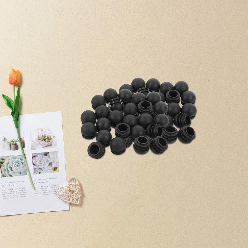 TABLZONE Round Tube Caps Furniture Protectors Black Pe 30Pcs - Walmart.com