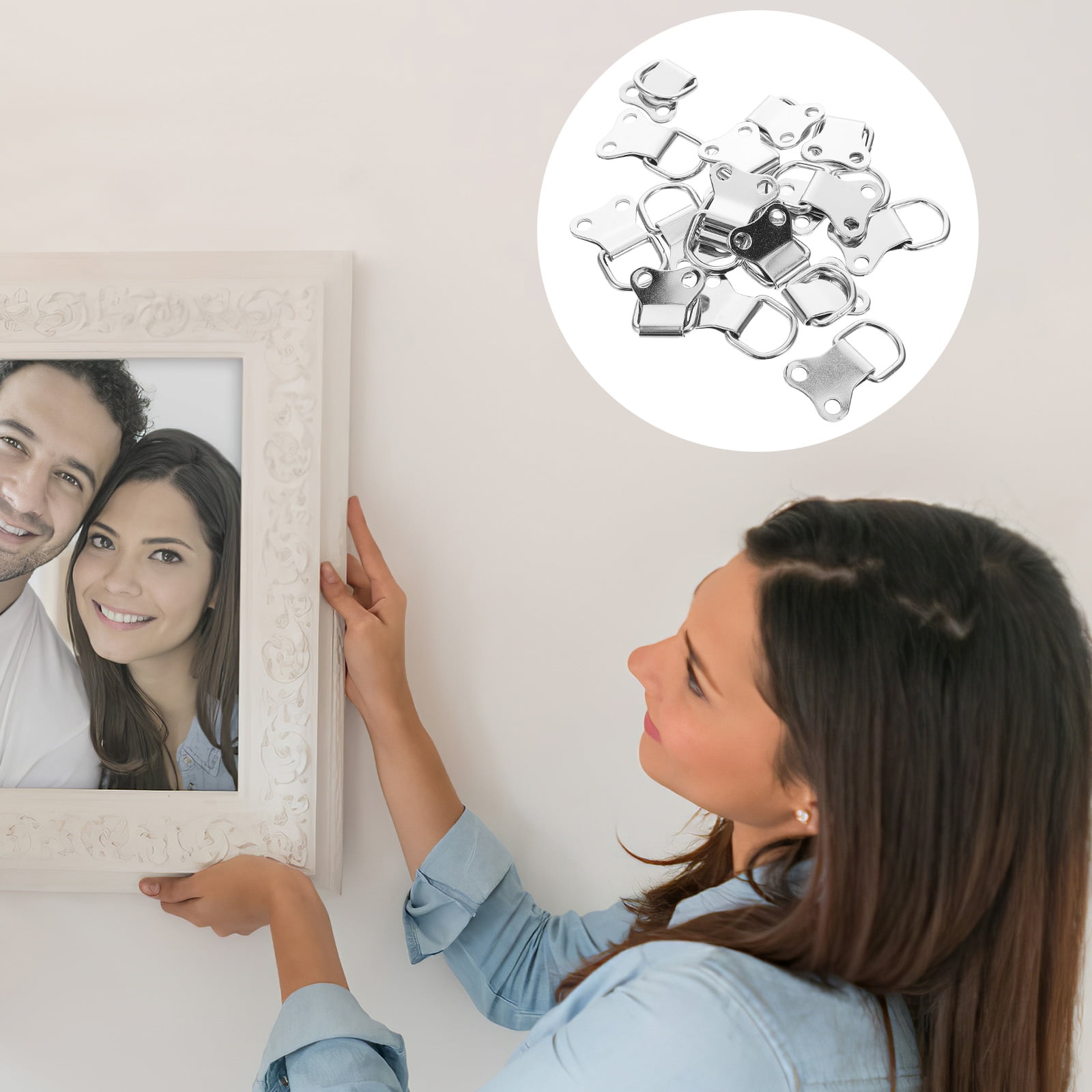 TABLZONE D Ring Frame Hanger Metal Silver 30Pcs - Walmart.com