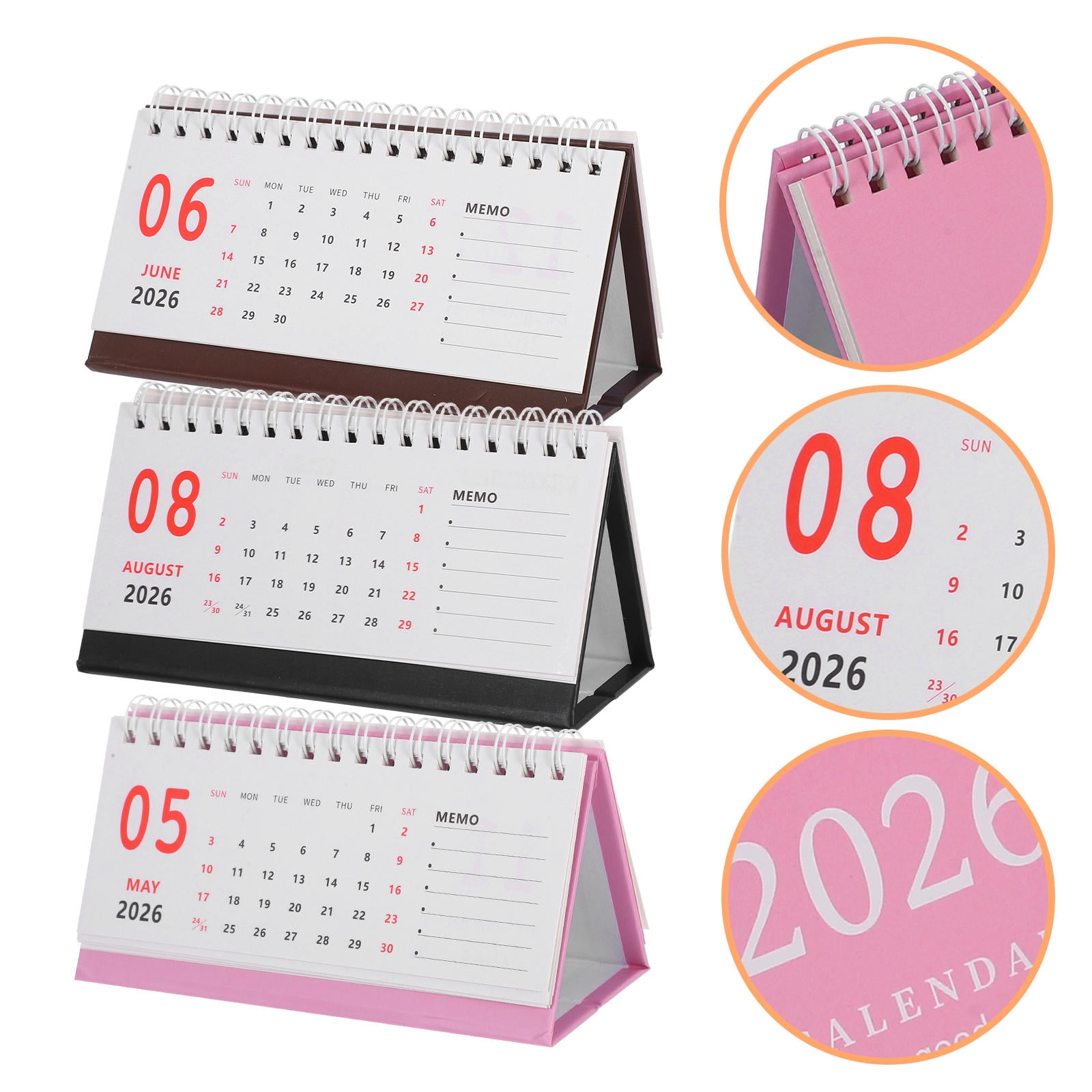 TABLZONE Aesthetic Desk Calendar 2026 Pink Standing Flip Agenda for ...