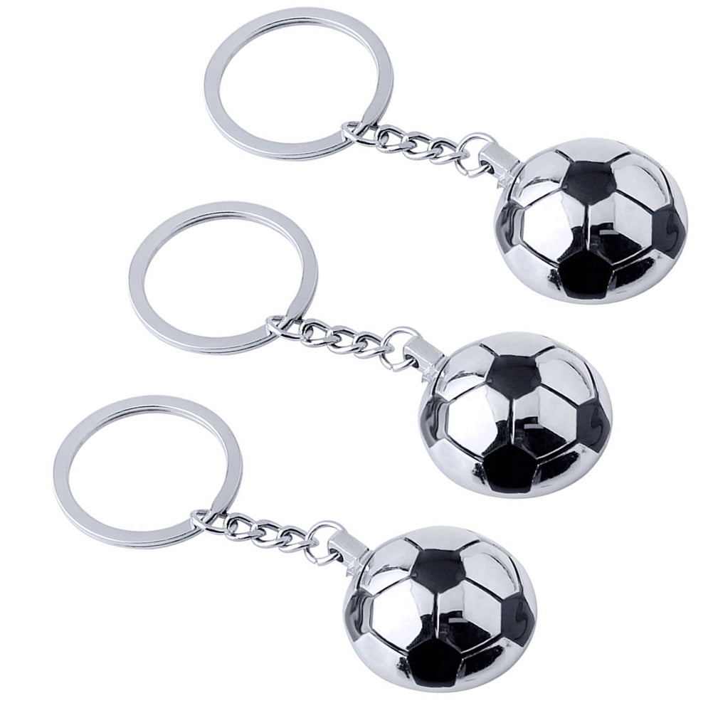 TABLZONE 3Pcs Silver Soccer Keychains with Sports Ball Pendant for Key ...