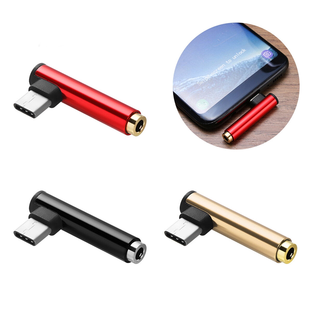 TABLZONE 3Pcs USB C Earphone Adapter Red Headphone Converter for Audio ...