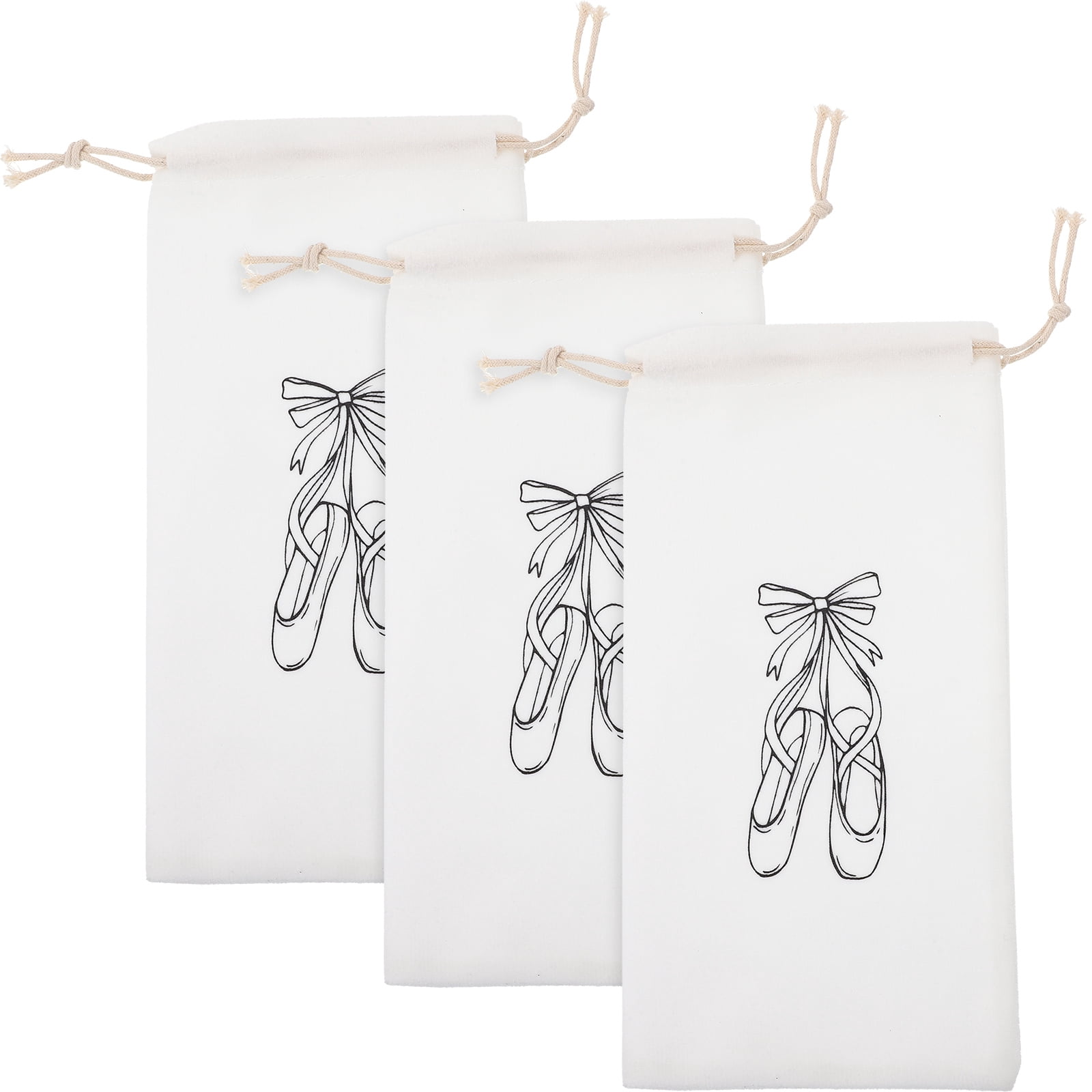 TABLZONE Washable Ballet Shoe Storage Bags White with Drawstring 3Pcs ...