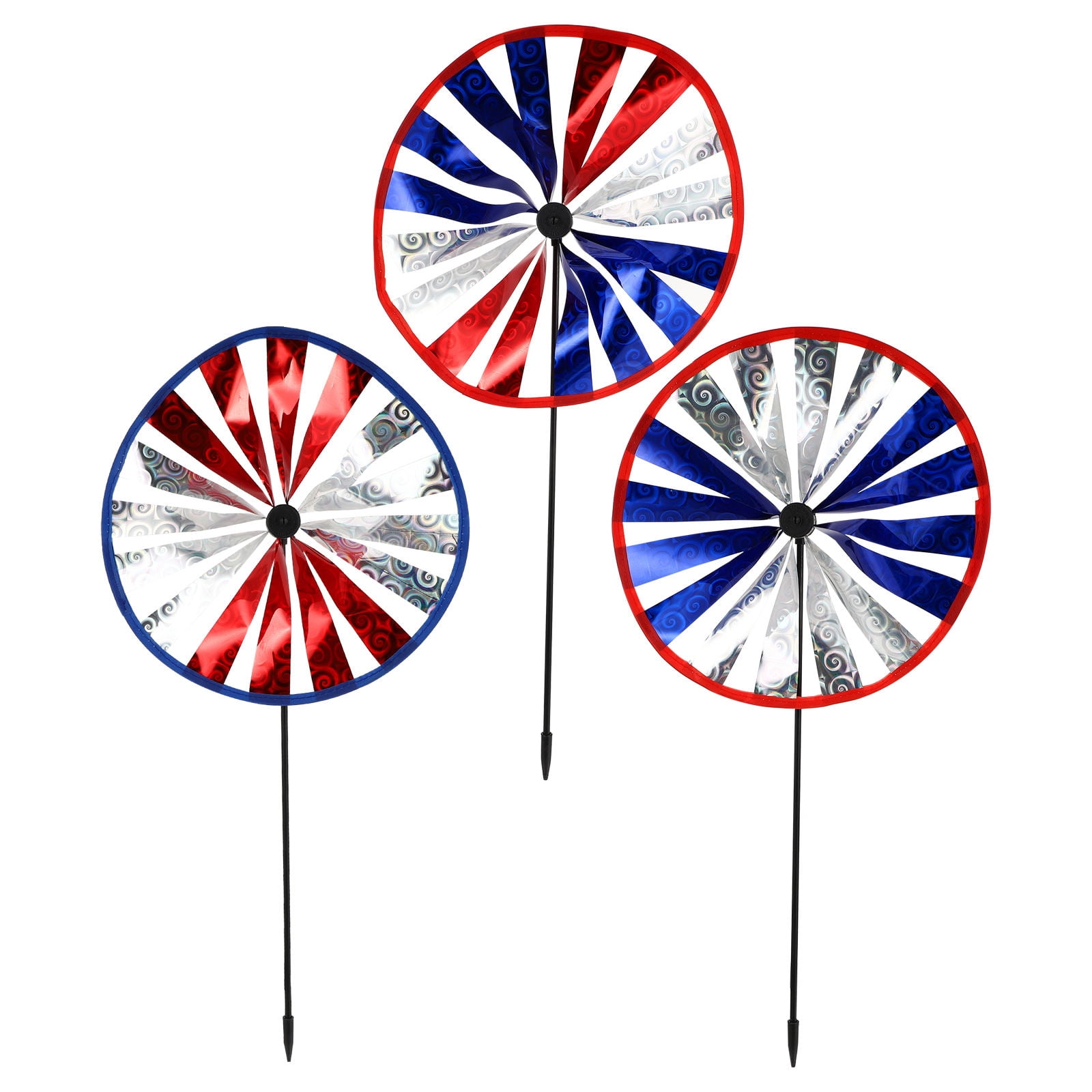 TABLZONE 3Pcs Assorted Color Sequin Windmill Outdoor Garden Pinwheel ...
