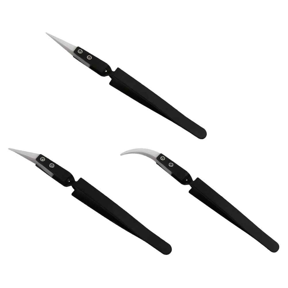 TABLZONE 3-Piece Precision Tweezers Set with Black Ceramic Tips, Anti ...