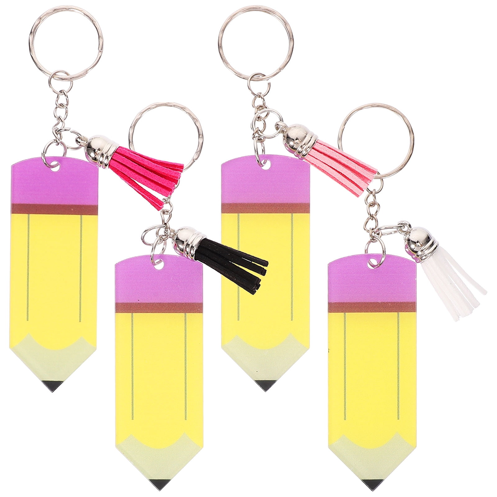 TABLZONE 4Pcs Acrylic Pencil Keychains with Tassel Decorations Assorted ...