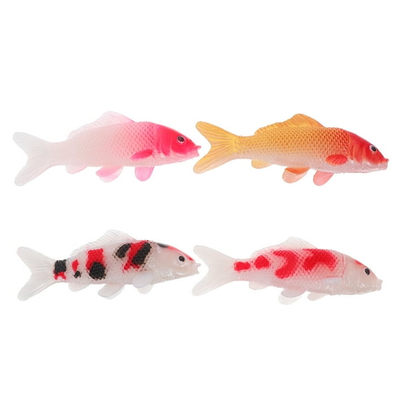 TABLZONE 4Pcs Artificial Koi Fish Figurines Realistic Assorted Color ...