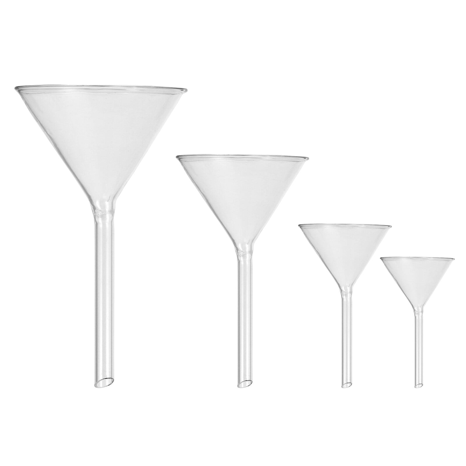 TABLZONE 4Pcs Transparent Glass Filling Funnel with Short Neck for Lab ...