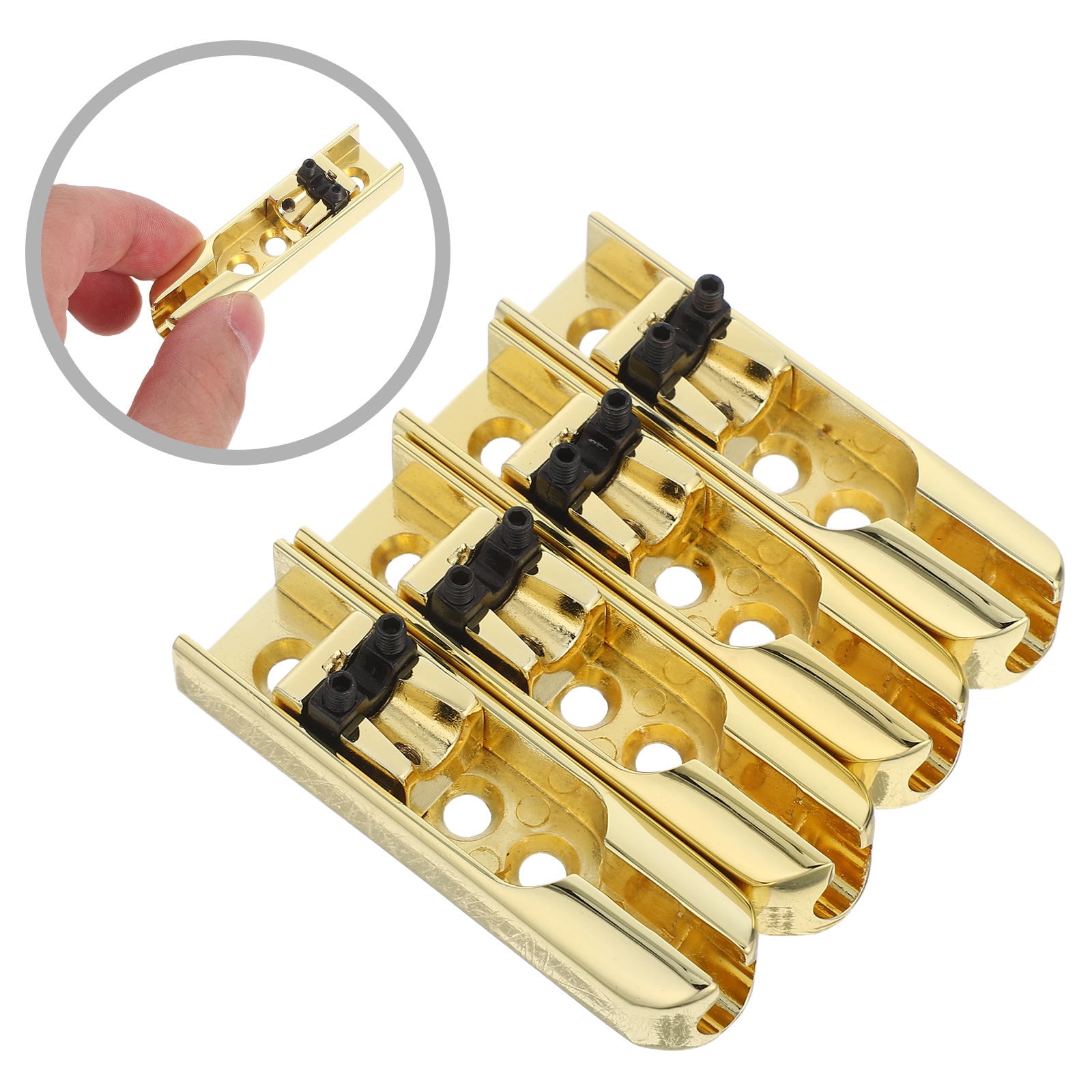 TABLZONE 4Pcs Golden Bass Guitar Bridge Metal Fixed String Saddles for ...