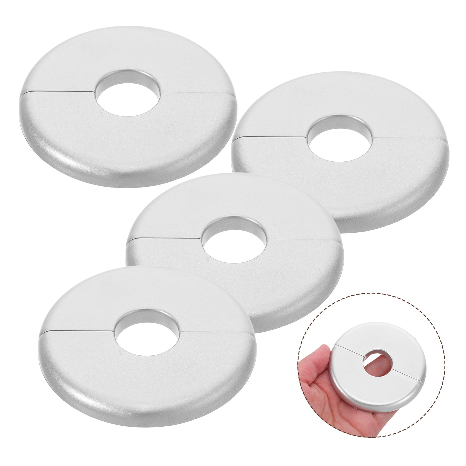 TABLZONE 4Pcs Wall Hole Cover Plate Silver PPR Peel and Stick ...