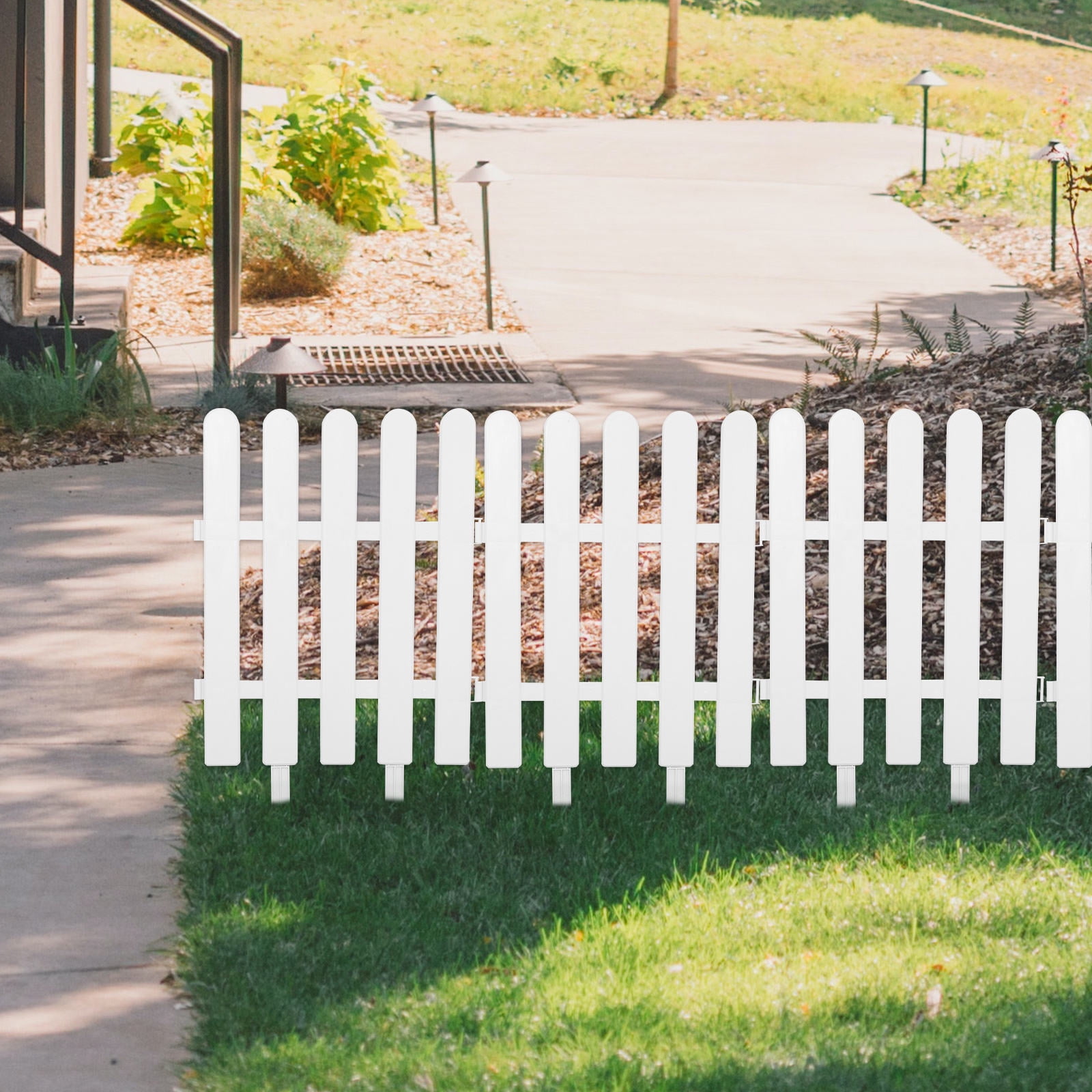TABLZONE Picket Fence White Outdoor Plastic Garden Barrier - Walmart.com
