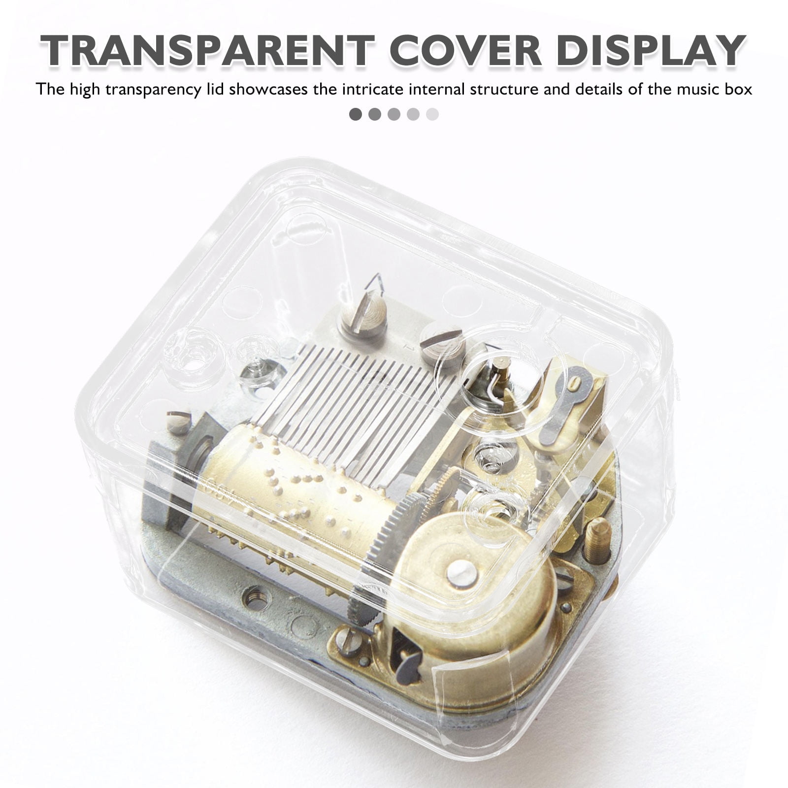 TABLZONE 4Pcs Hand Crank Music Box Movement Clear Music Box Part ...