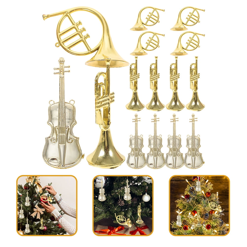 TABLZONE Miniature Musical Instrument Models Gold 15pcs Christmas Decor ...