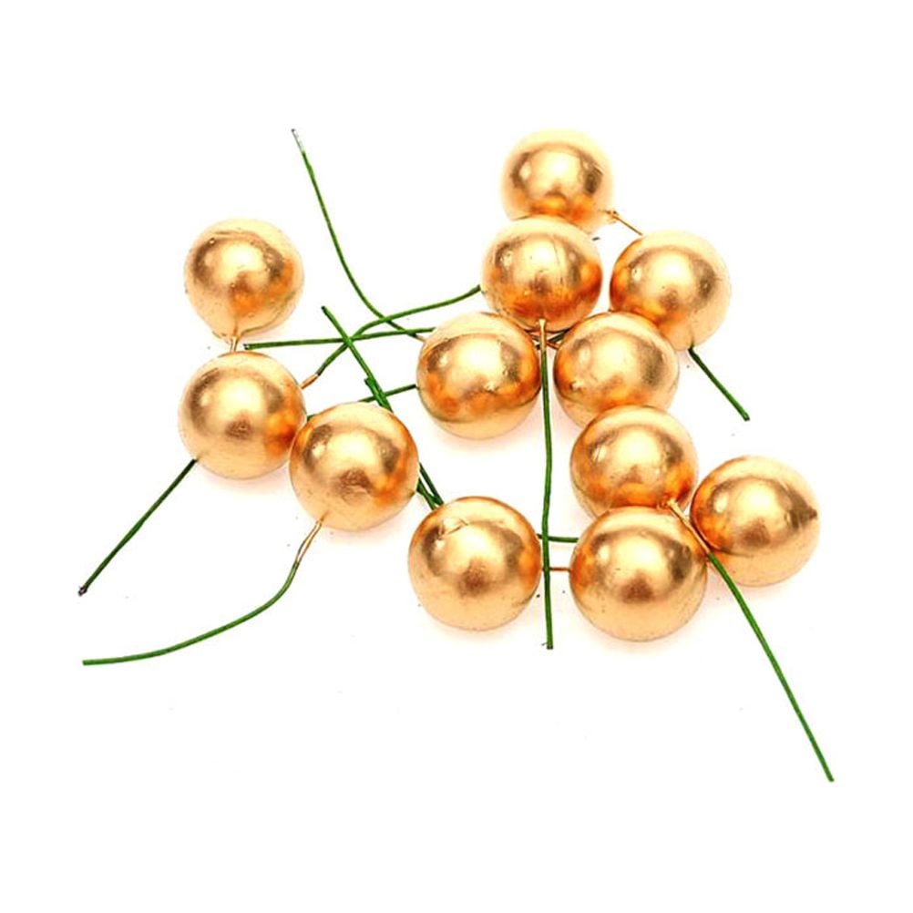 TABLZONE 50 Pieces Golden Artificial Cherries Lifelike Fake Fruit for ...