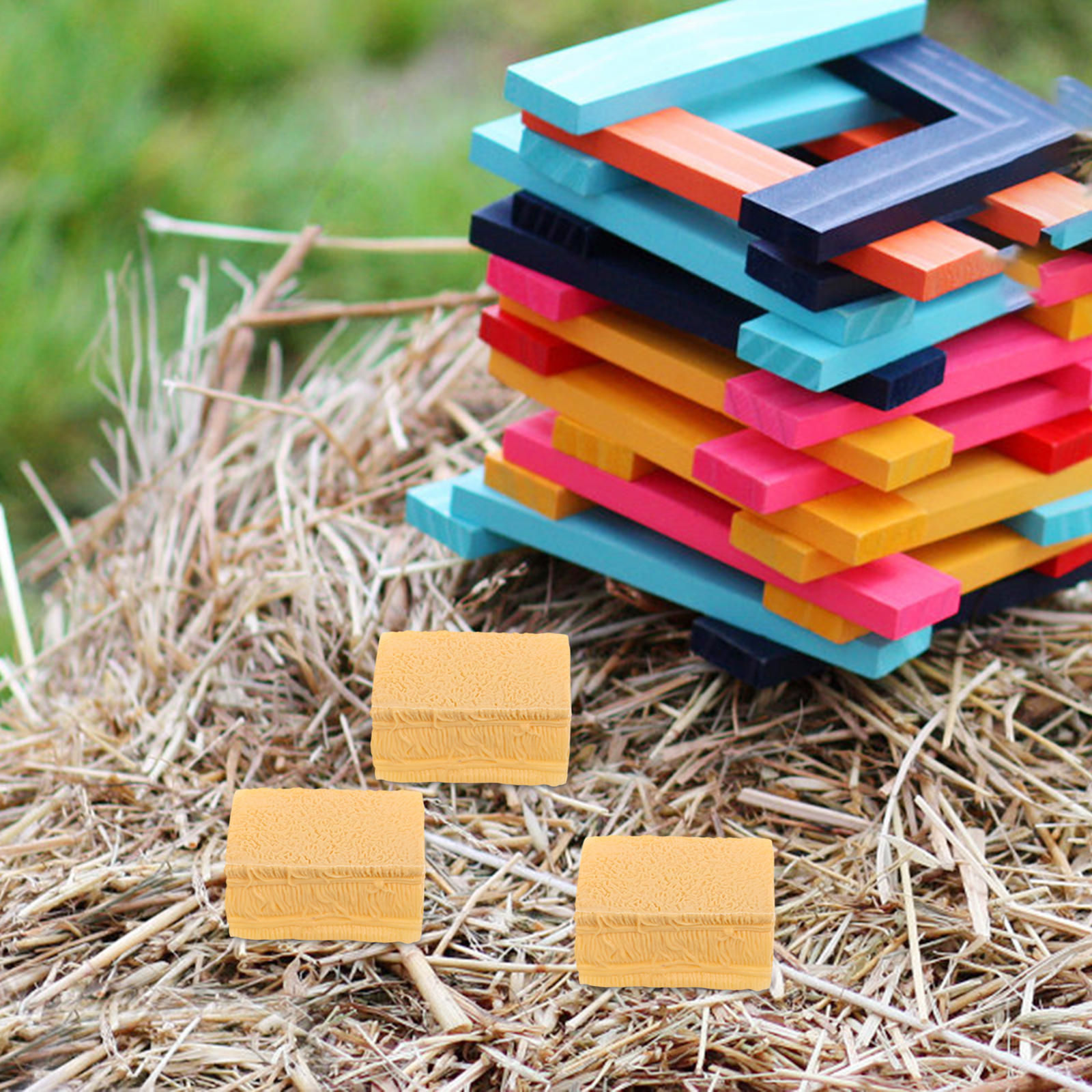 TABLZONE 50Pcs Small Hay Bales for Crafts Light Yellow Fake Straw for ...