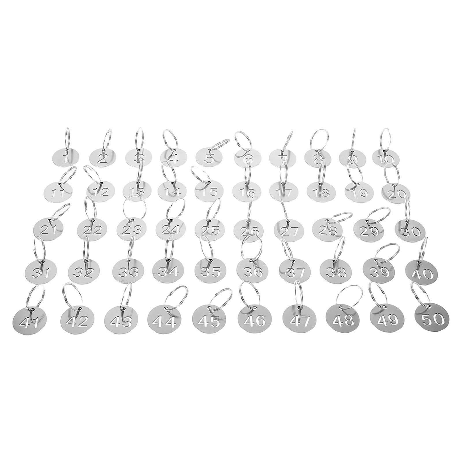 TABLZONE 50pcs Metal Keychain Tag Stainless Steel Round Key Tags for ...