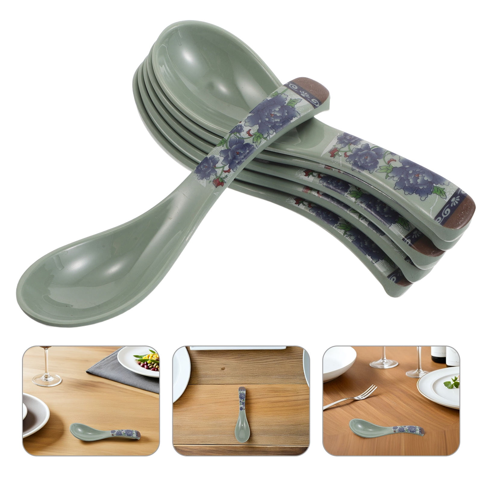 TABLZONE 6Pcs Japanese Ramen Spoon Blue Creative Coffee Spoon For ...