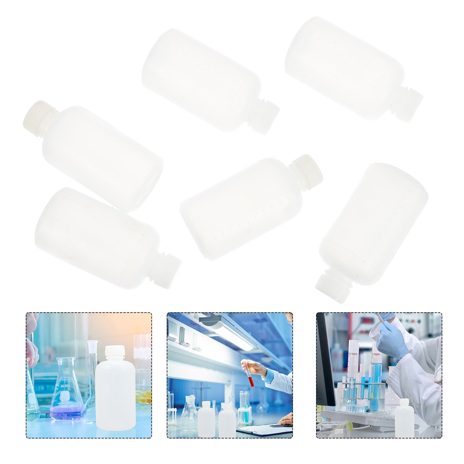 TABLZONE Airtight Liquid Container Reagent Bottles White PE 6Pcs ...